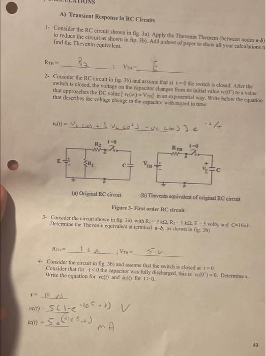 Solved 1. Consider the RC circuit shown in fig. 3a). Apply | Chegg.com