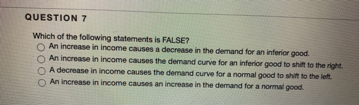 Solved QUESTION 7 Which of the following statements is | Chegg.com