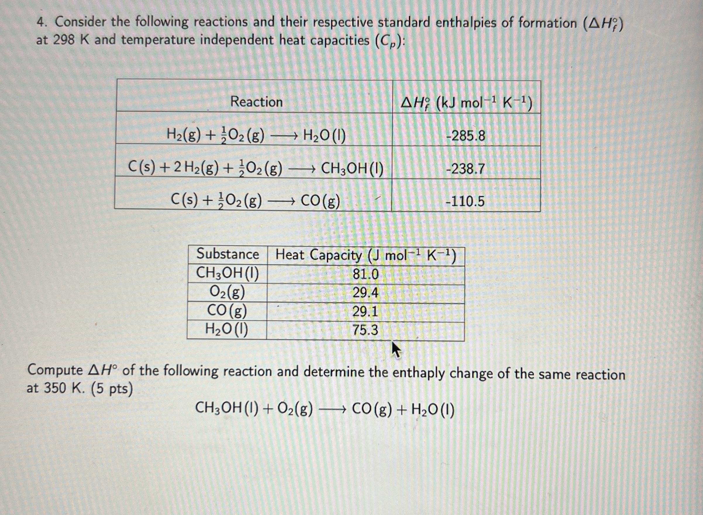 Solved Consider the following reactions and their respective | Chegg.com