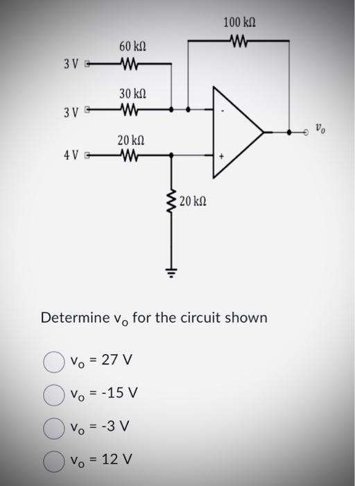 Solved Determine v0 for the circuit shown | Chegg.com