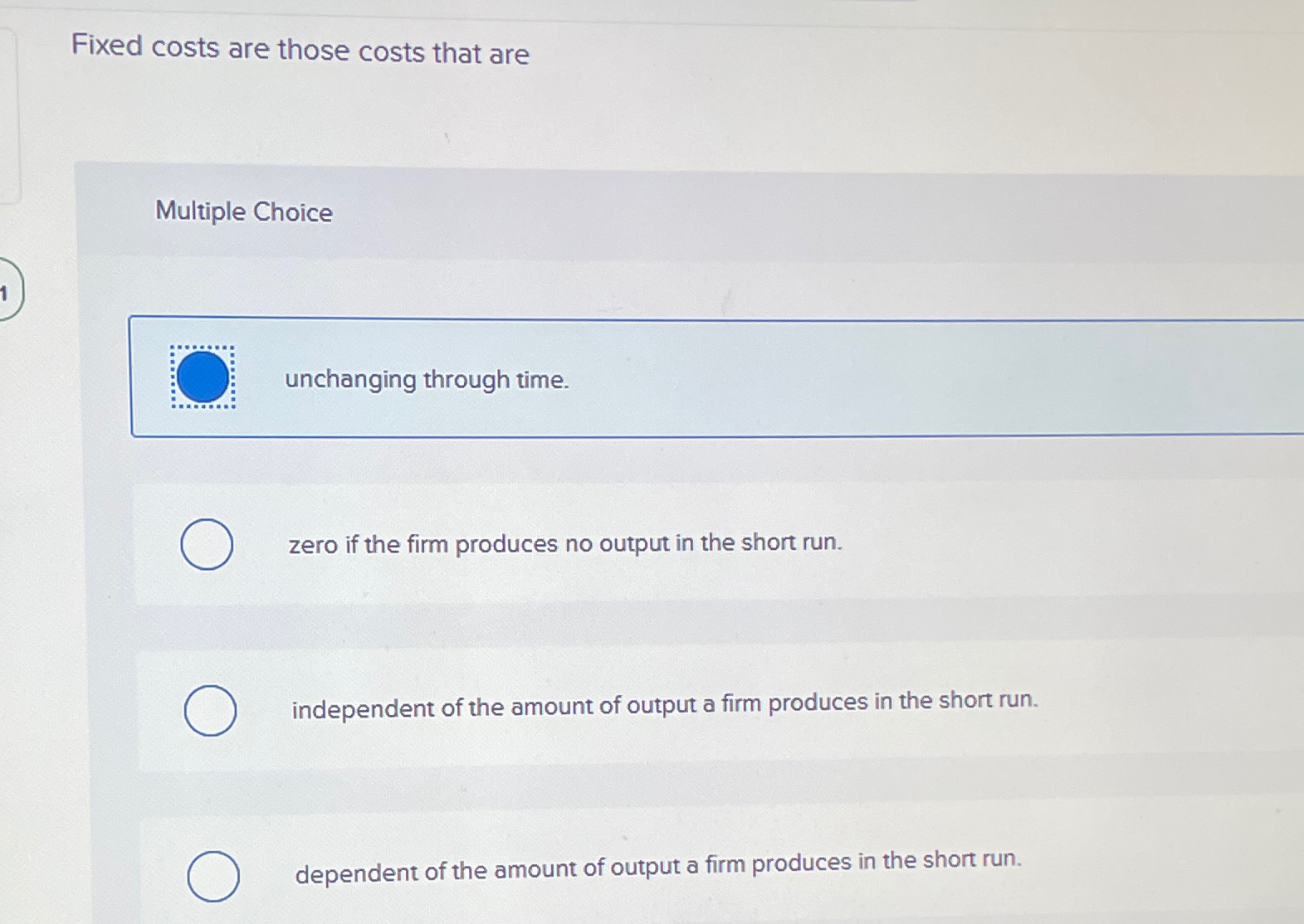 Solved Fixed costs are those costs that areMultiple | Chegg.com
