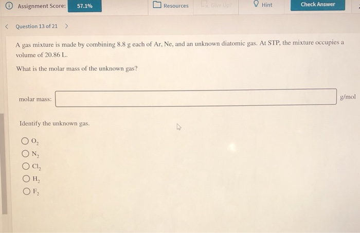 Solved Assignment Score: 57.1% Resources Hint Check Answer | Chegg.com