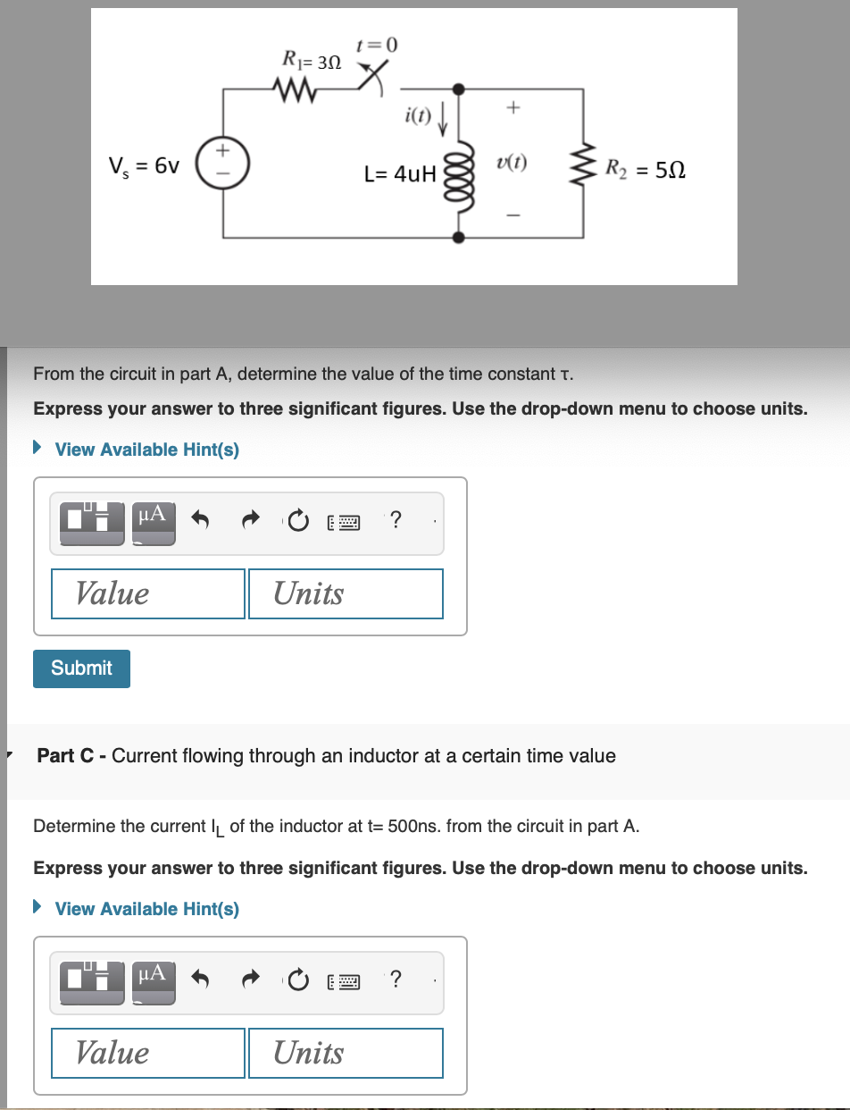 Solved Part B - ﻿Finding the time constant \tau value of a | Chegg.com