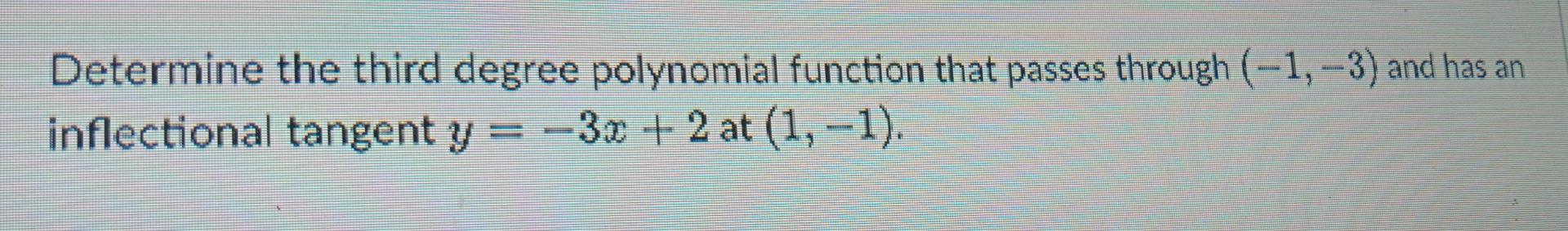 Solved Determine the third degree polynomial function that | Chegg.com