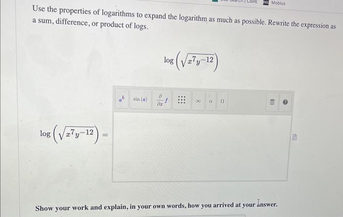 Solved Use the properties of logarithms to expand the | Chegg.com