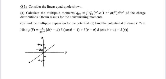 Solved Q 3: Consider the linear quadrupole shown. (a) | Chegg.com