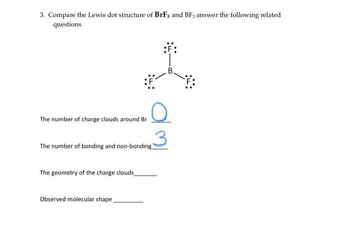 Solved 3. Compare the Lewis dot structure of BrF3 and BF3 | Chegg.com