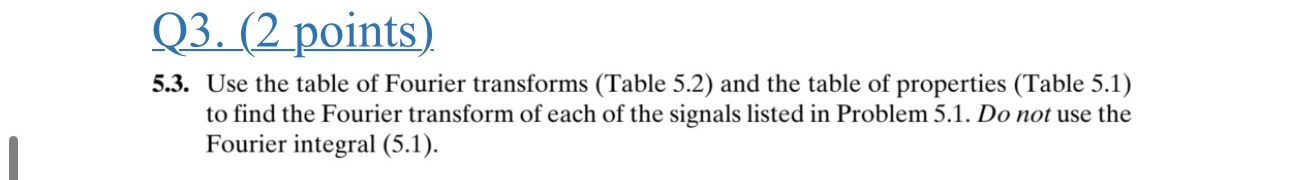Q3. (2 ﻿points).5.3. ﻿Use the table of Fourier | Chegg.com
