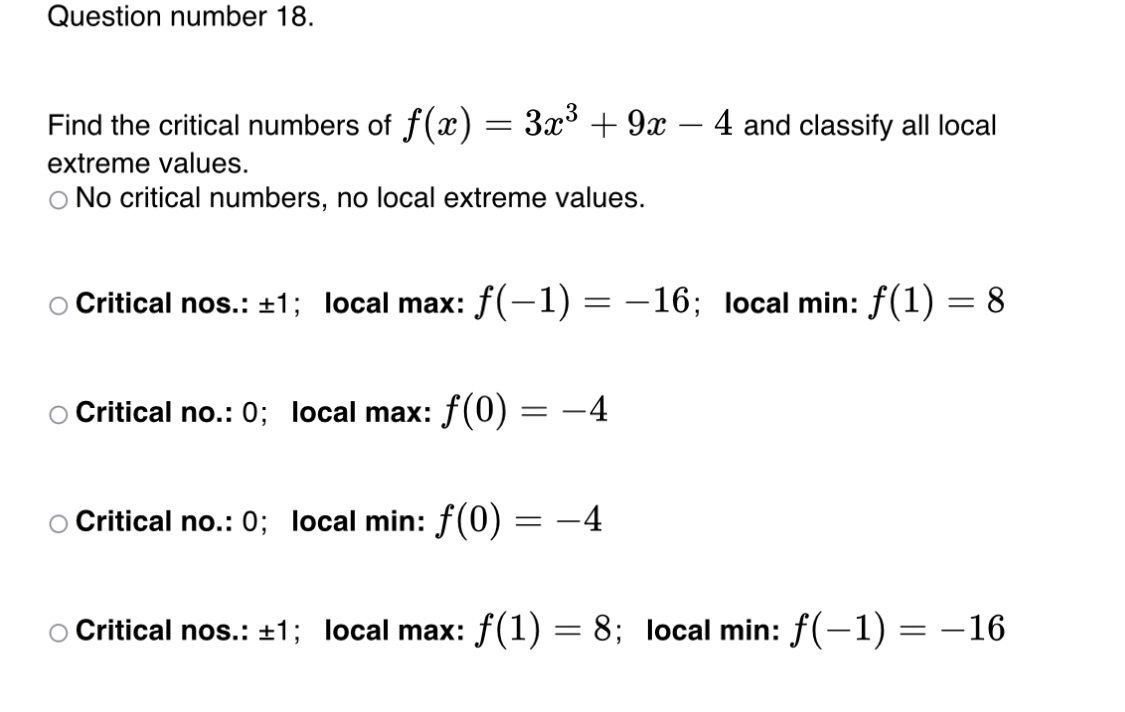 Solved Question number 18.Find the critical numbers of | Chegg.com