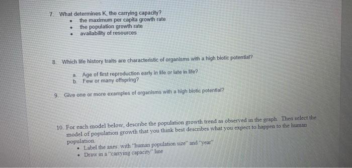 Paragraph Population Growth models | Chegg.com
