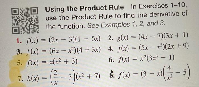 Solved Using the Product Rule In Exercises 1-10, use the | Chegg.com