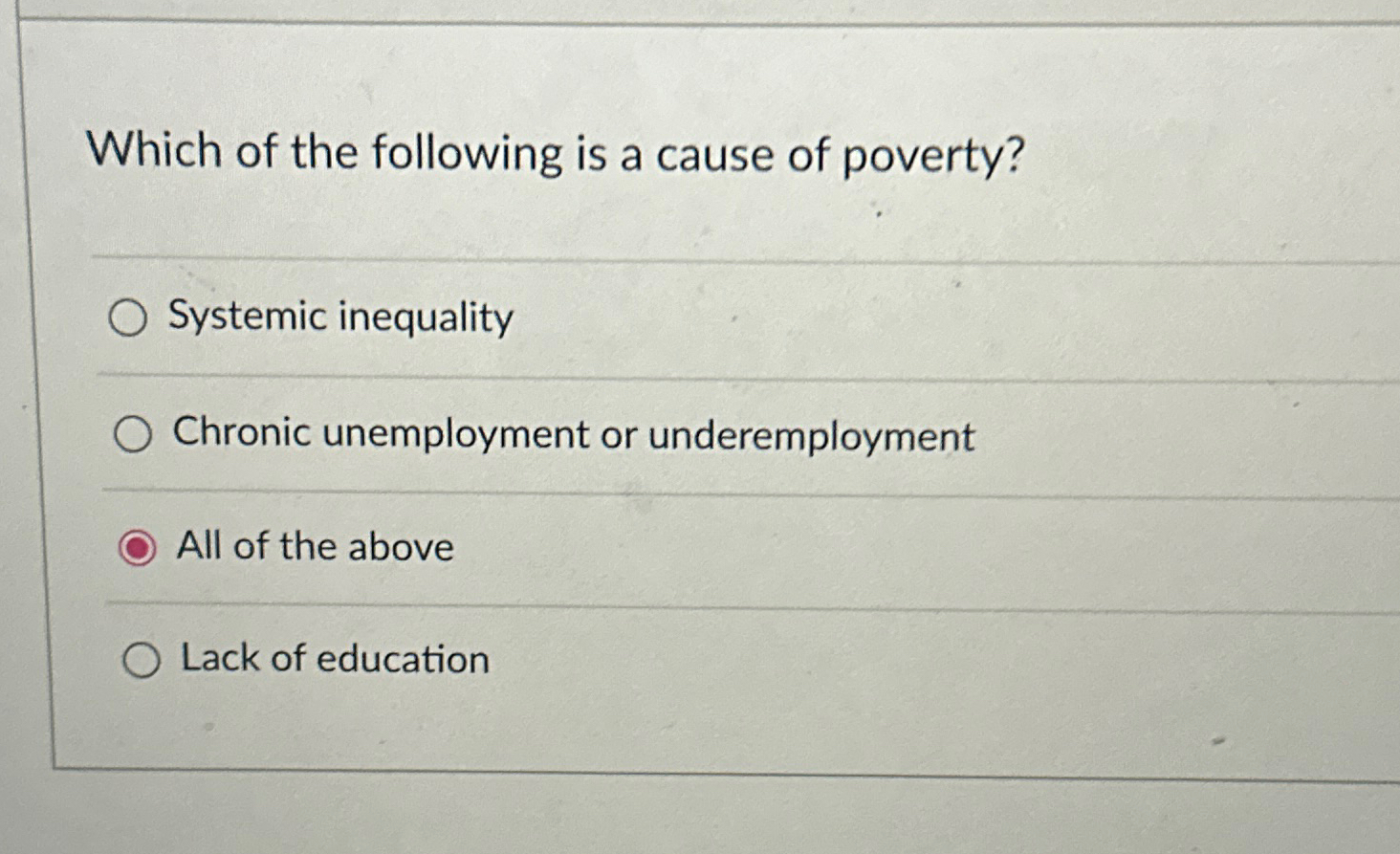Solved Which of the following is a cause of poverty?Systemic | Chegg.com