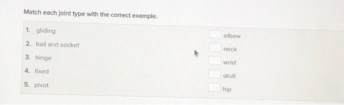 Solved Match each joint type with the correct example. 1. | Chegg.com