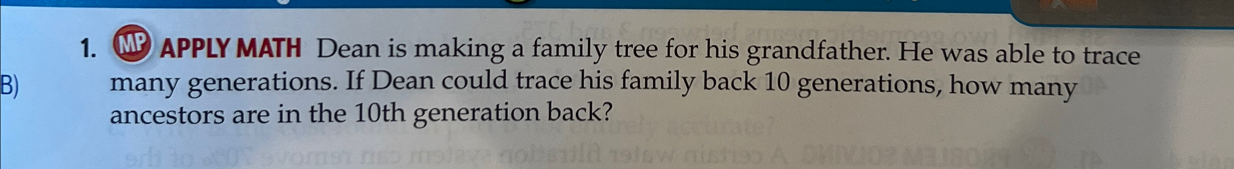 Solved (MI) ﻿APPLY MATH Dean is making a family tree for his | Chegg.com