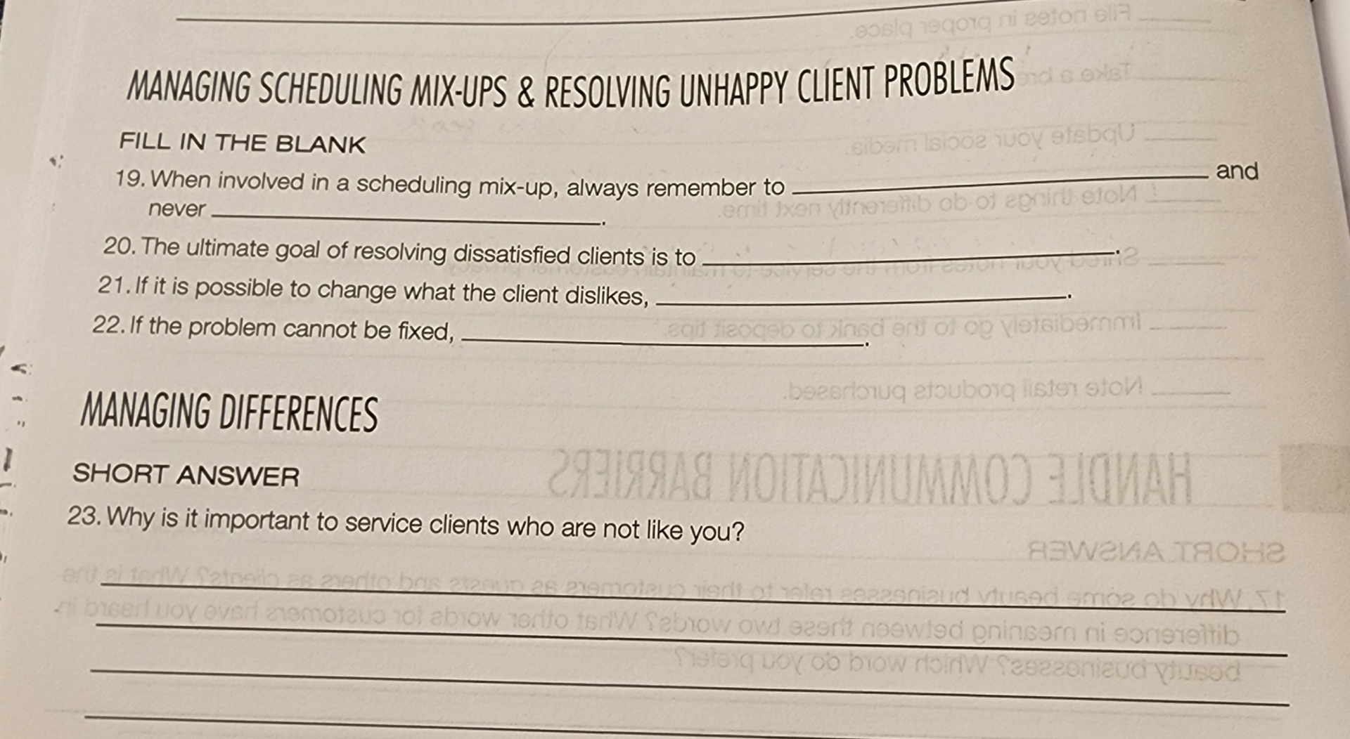 Solved MANAGING SCHEDULING MIX-UPS & RESOLVING UNHAPPY | Chegg.com