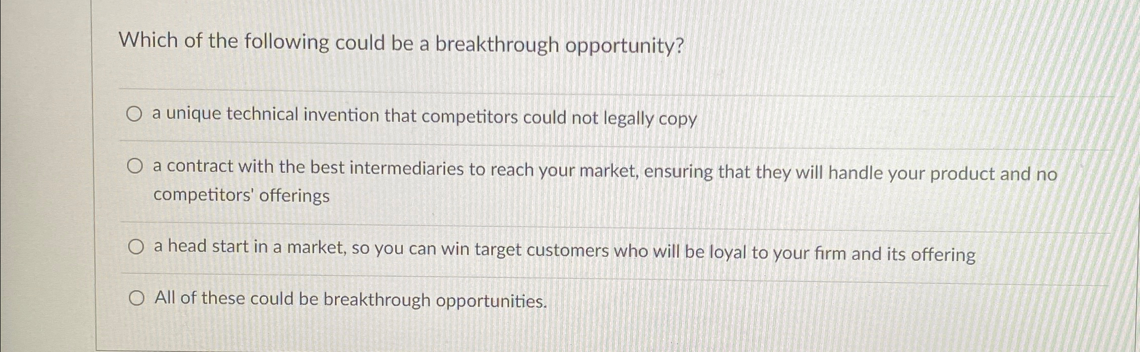 Solved Which of the following could be a breakthrough | Chegg.com