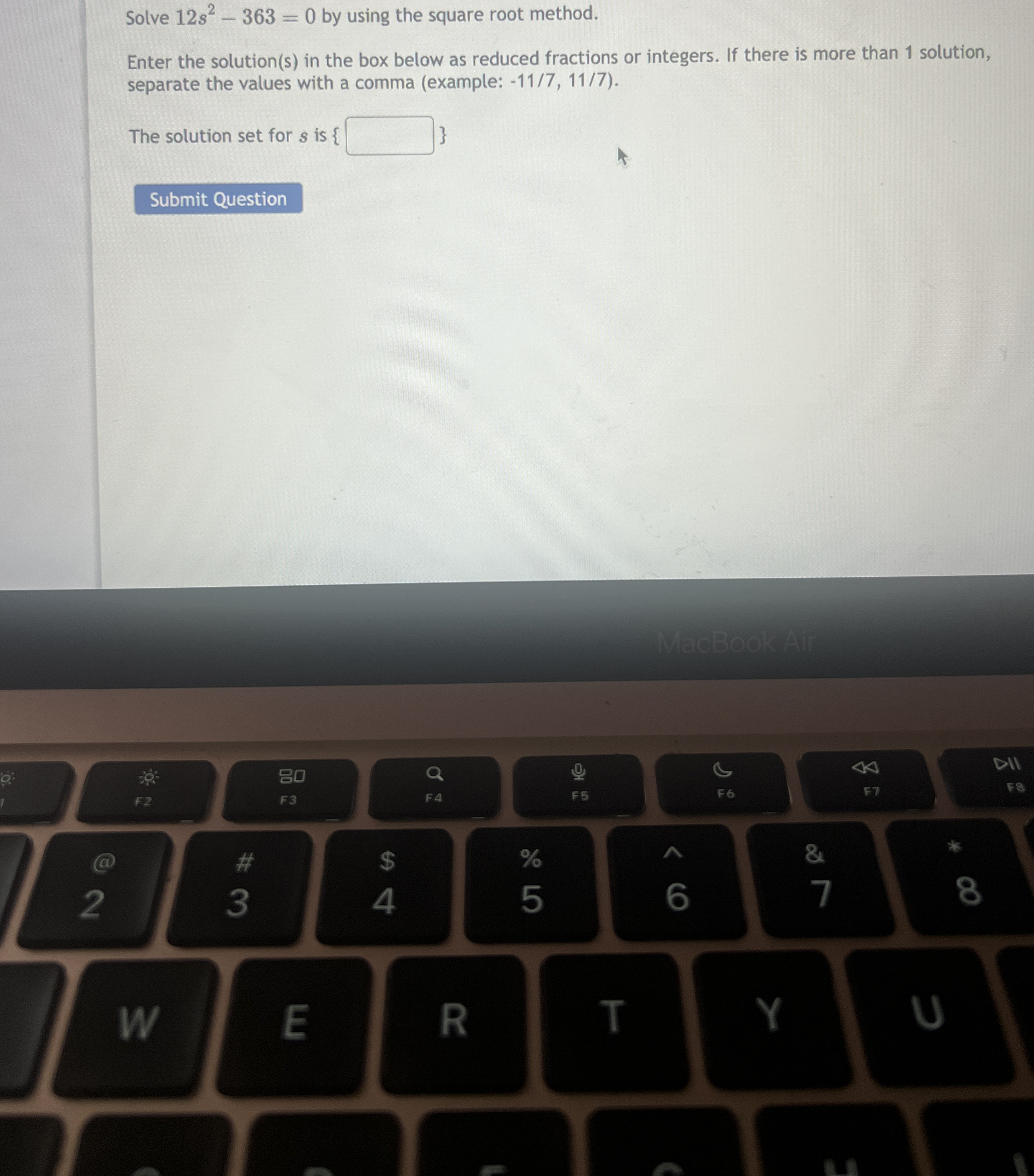 Solved Solve 12s2-363=0 ﻿by using the square root | Chegg.com