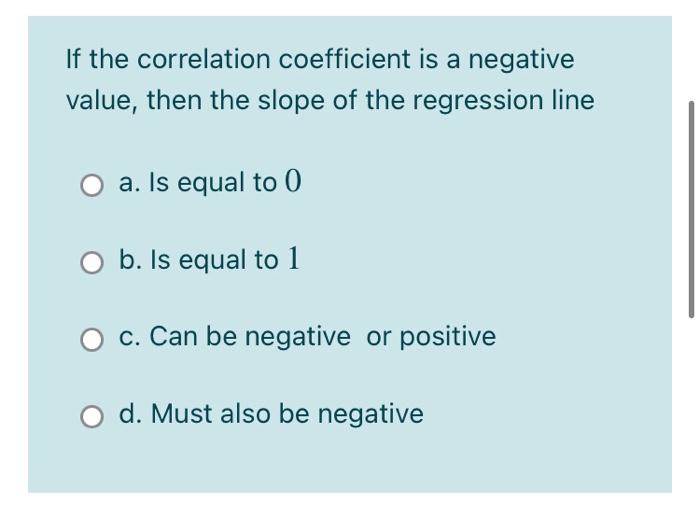 Solved If the correlation coefficient is a negative value, | Chegg.com
