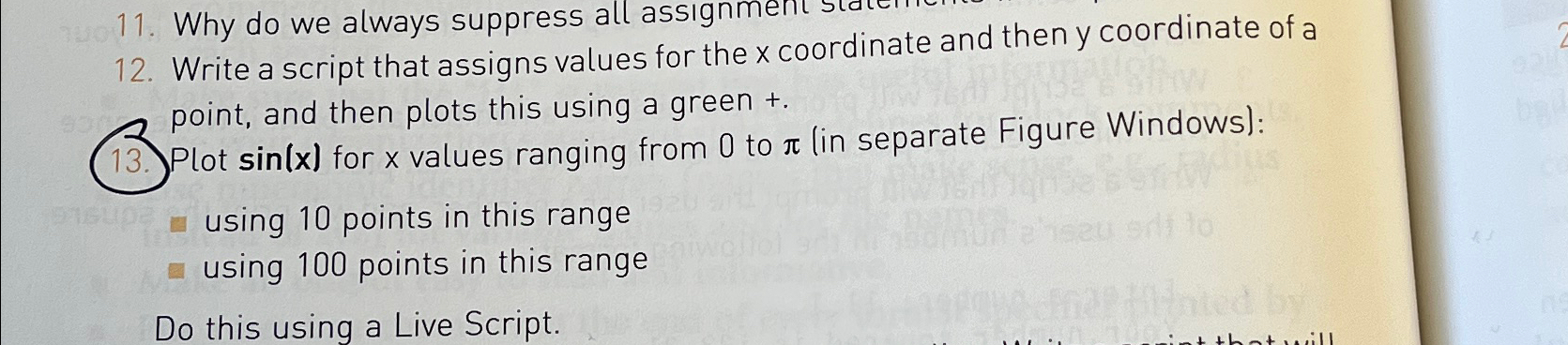 Solved Write a script that assigns values for the x | Chegg.com