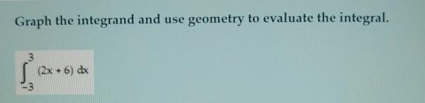 Solved Graph the integrand and use geometry to evaluate the | Chegg.com