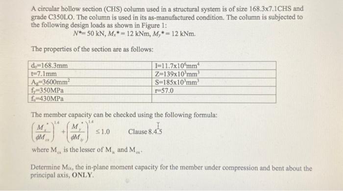 Solved A circular hollow section (CHS) column used in a | Chegg.com