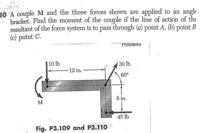 Solved A couple M and the three forces shown are applied to | Chegg.com