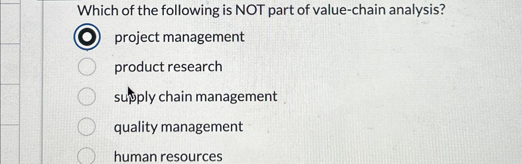 Solved Which of the following is NOT part of value-chain | Chegg.com