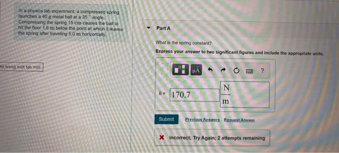 Solved In a physics lab experiment, a compressed spring | Chegg.com