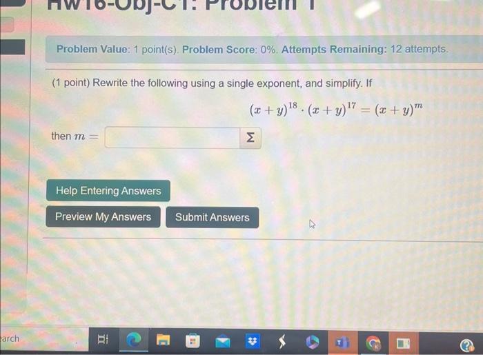 Solved 1 point) Rewrite the following using a single | Chegg.com