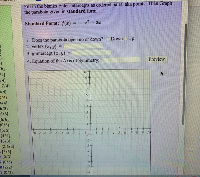 Solved on your own paper. Then graph the parabola on the | Chegg.com