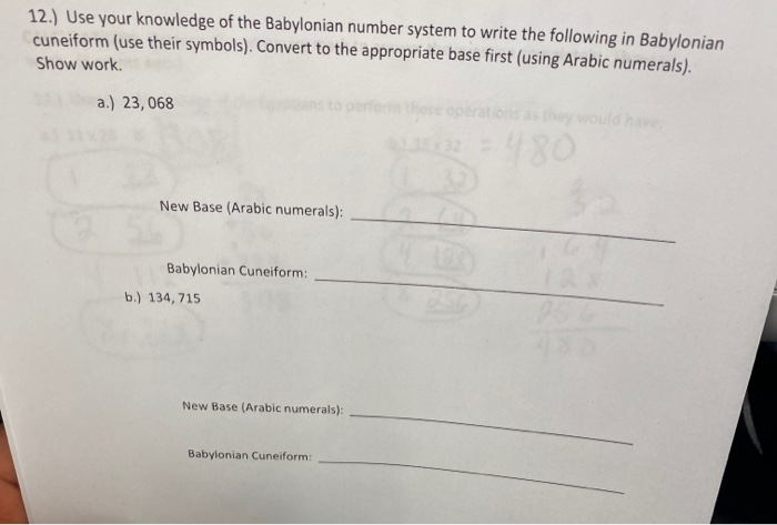 Solved 12.) Use your knowledge of the Babylonian number | Chegg.com