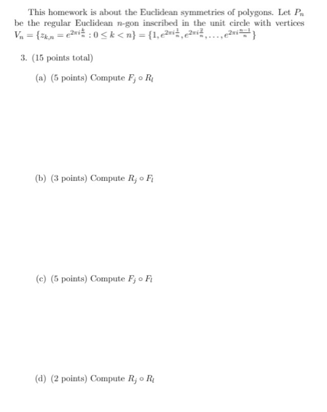 Solved This homework is about the Euclidean symmetries of | Chegg.com