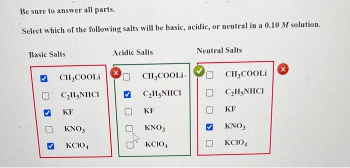 Solved Be sure to answer all parts. Select which of the | Chegg.com