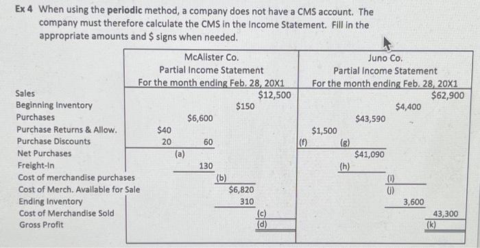 Solved Ex 4 When using the periodic method, a company does | Chegg.com
