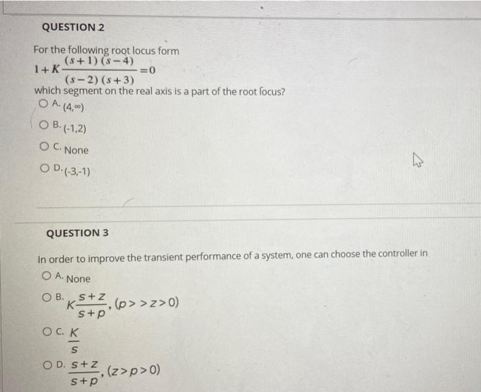 Solved QUESTION 2 For the following root locus form (5+1) | Chegg.com