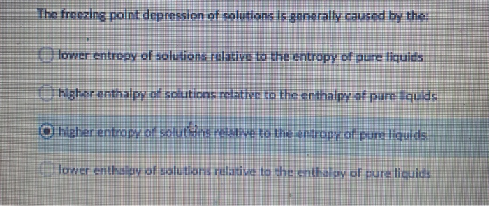 Solved The freezing point depression of solutions is | Chegg.com