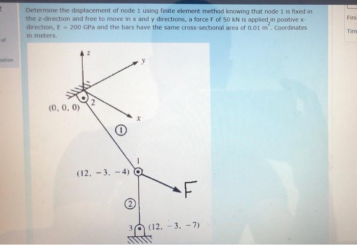 Solved Fini Determine The Displacement Of Node 1 Using 5211