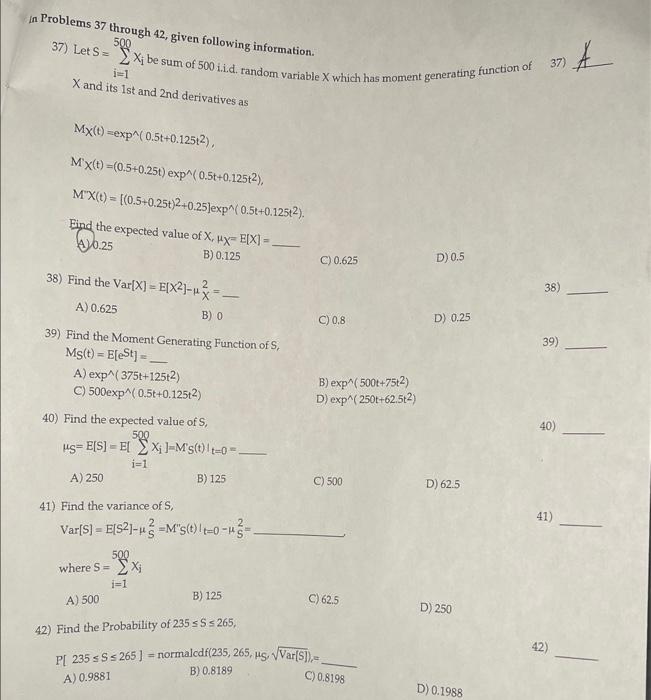 Solved in Problems 37 through 42, given following | Chegg.com