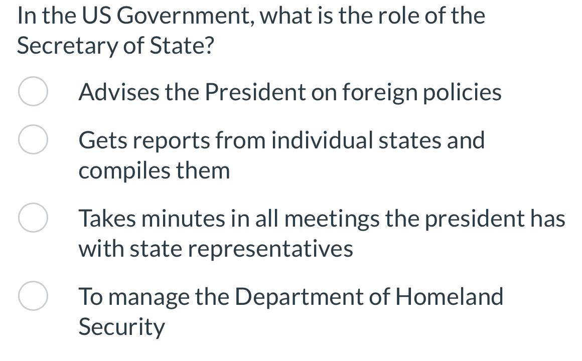 Solved In the US Government, what is the role of the | Chegg.com