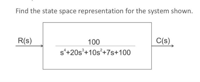 Solved Find The State Space Representation For The System