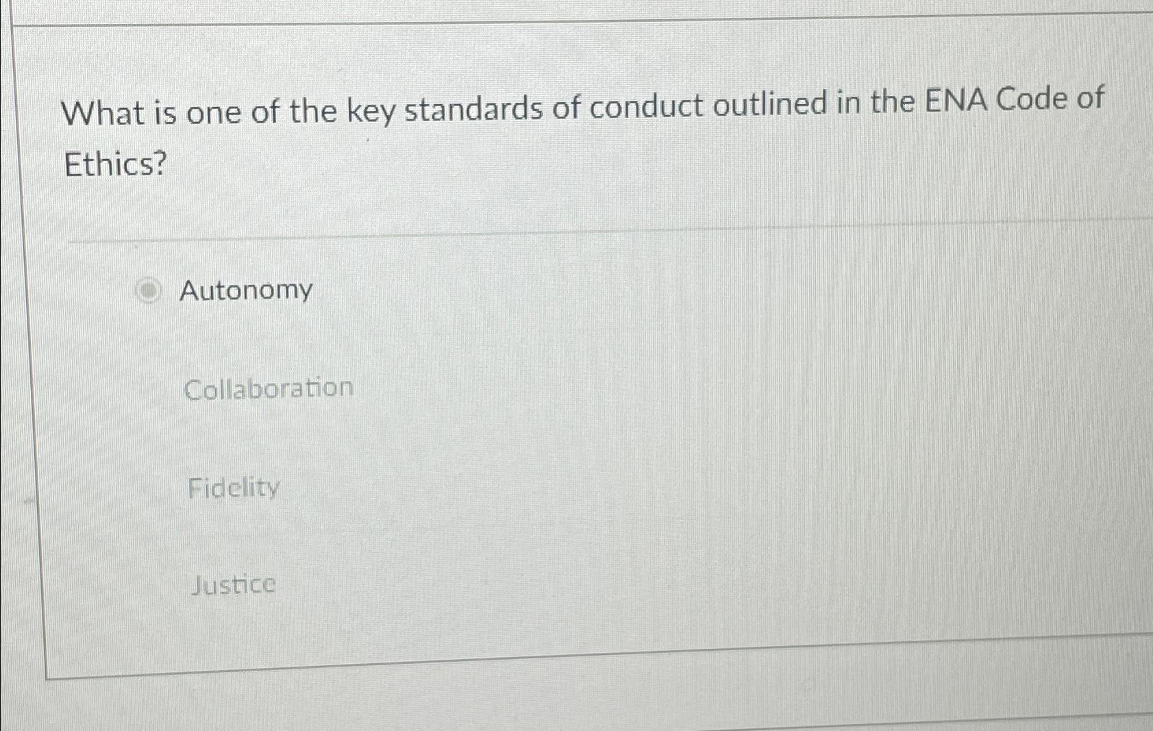 Solved What is one of the key standards of conduct outlined | Chegg.com