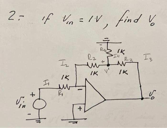 Solved 2− if vin=1V, find v0 | Chegg.com