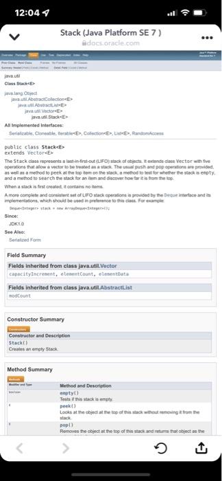 12:044 Stack (Java Platform SE 7) Adocs oracle com | Chegg.com