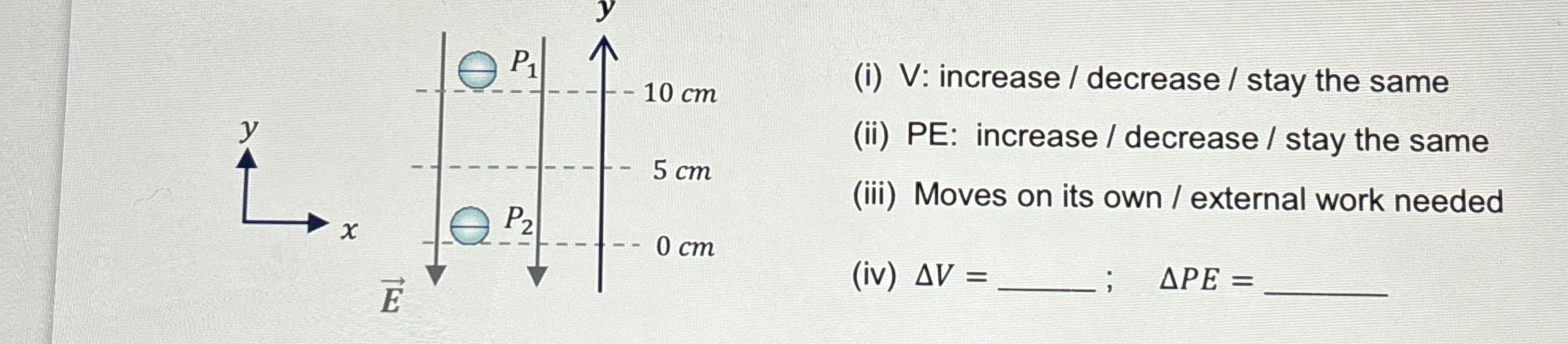 (i) V ﻿: increase / ﻿decrease / ﻿stay the same(ii) | Chegg.com