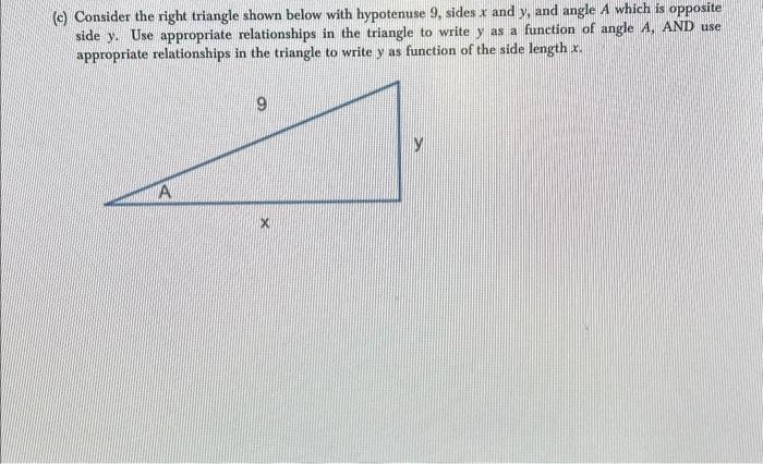 Solved Consider the right triangle shown below with | Chegg.com