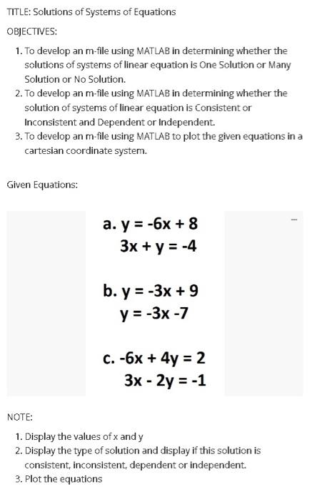 Solved TITLE: Solutions of Systems of Equations OBJECTIVES: | Chegg.com