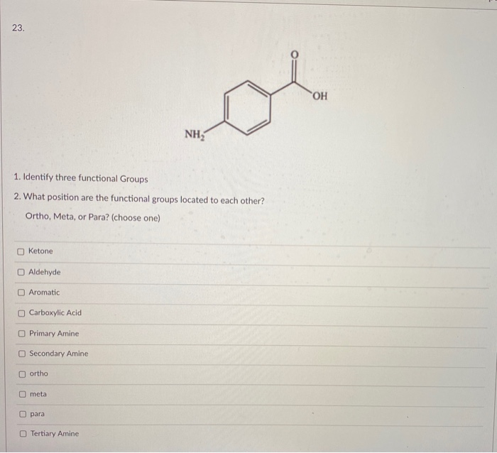 Solved 23. "OH NH 1. Identify three functional Groups 2. | Chegg.com