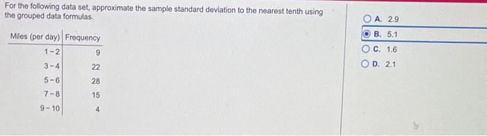 Solved For the following data set, approximate the sample | Chegg.com