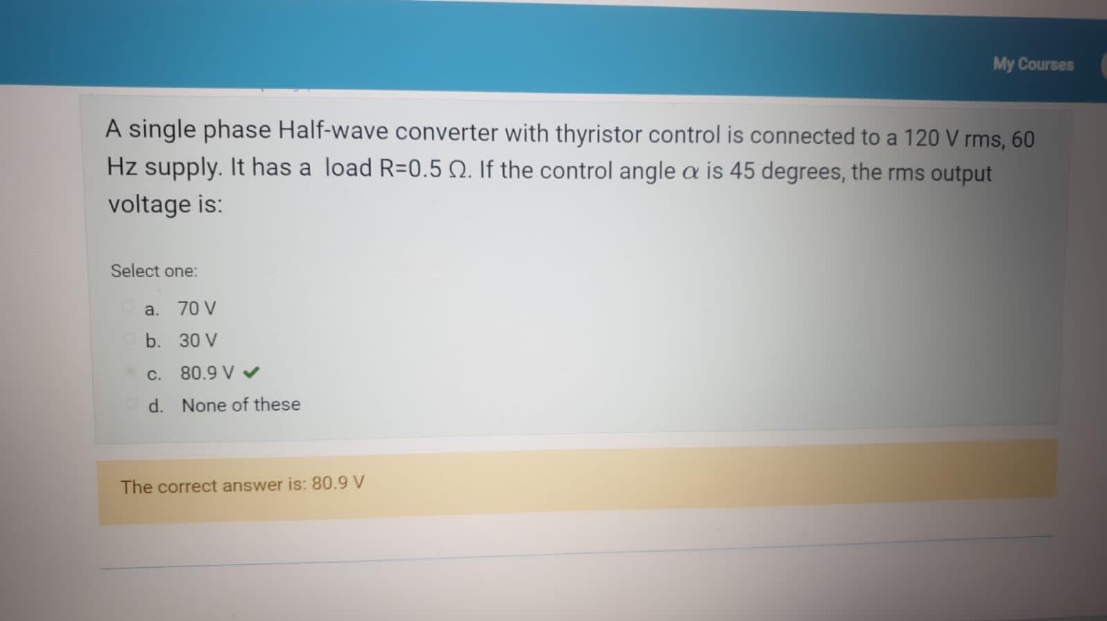 Solved My CoursesA single phase Half-wave converter with | Chegg.com