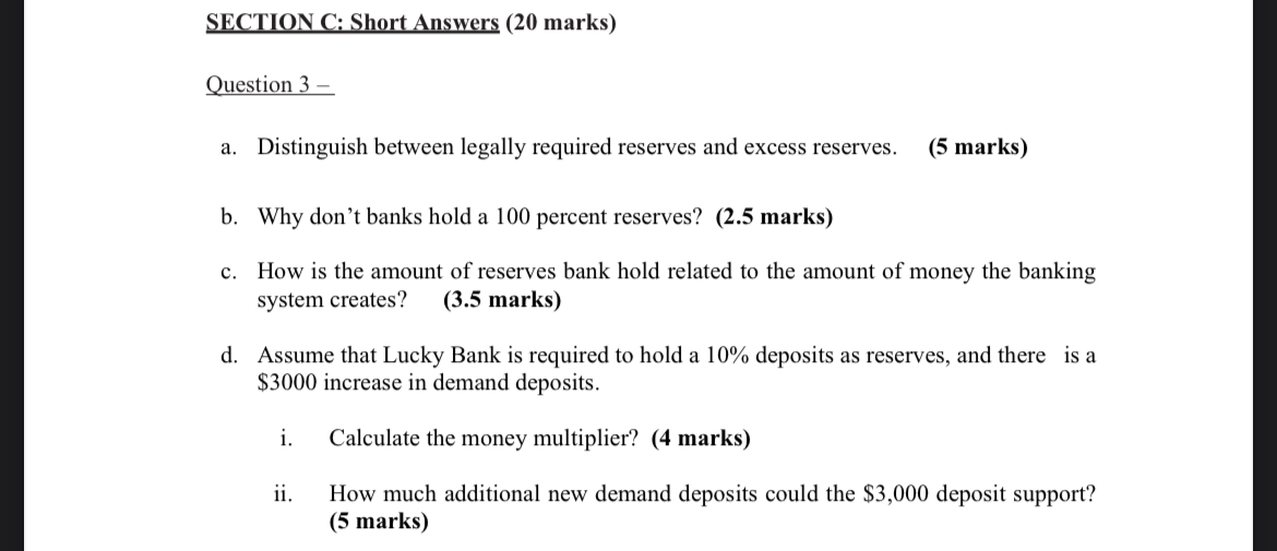 Solved SECTION C: Short Answers ( 20 ﻿marks)Question 3 -a. | Chegg.com